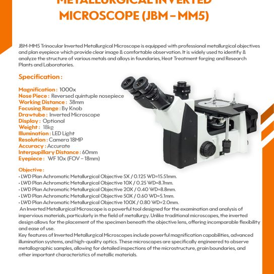 Trinocular Inverted Metallurgical Microscope - (JBM-MM5)