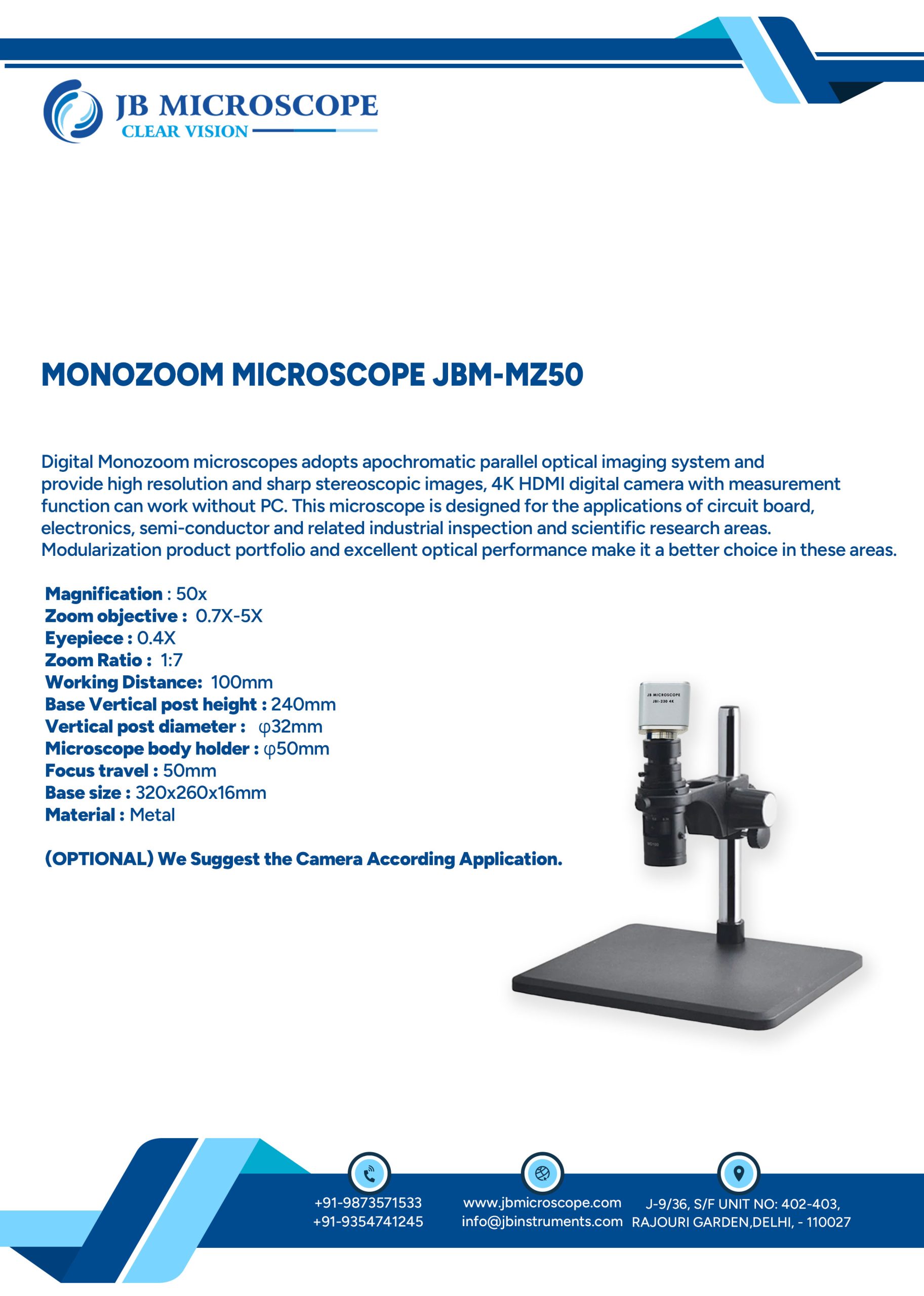 Monozoom Microscope JBM-MZ50