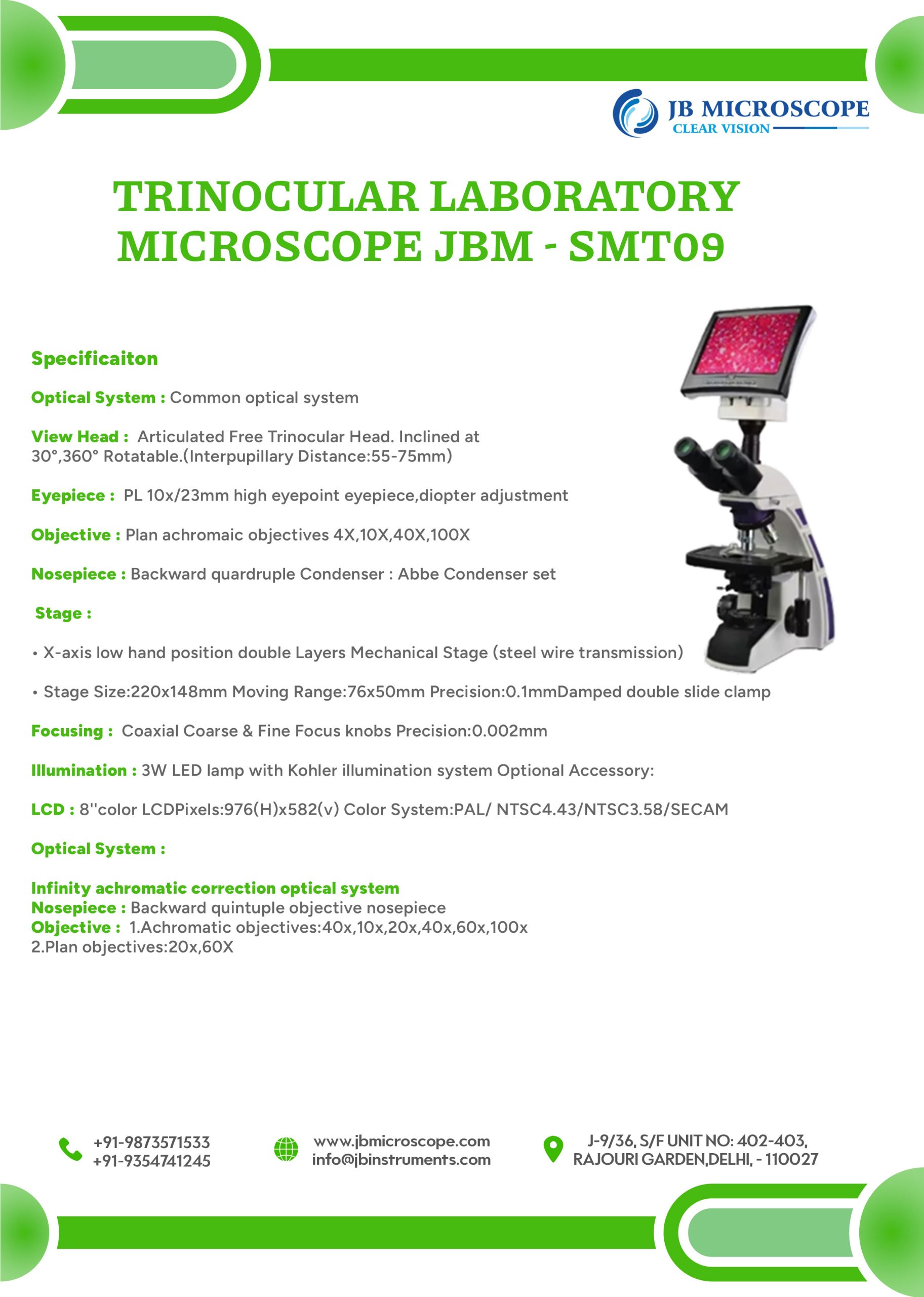 Trinocular Laboratory Microscope JBM - SMT09 - JB Microscope